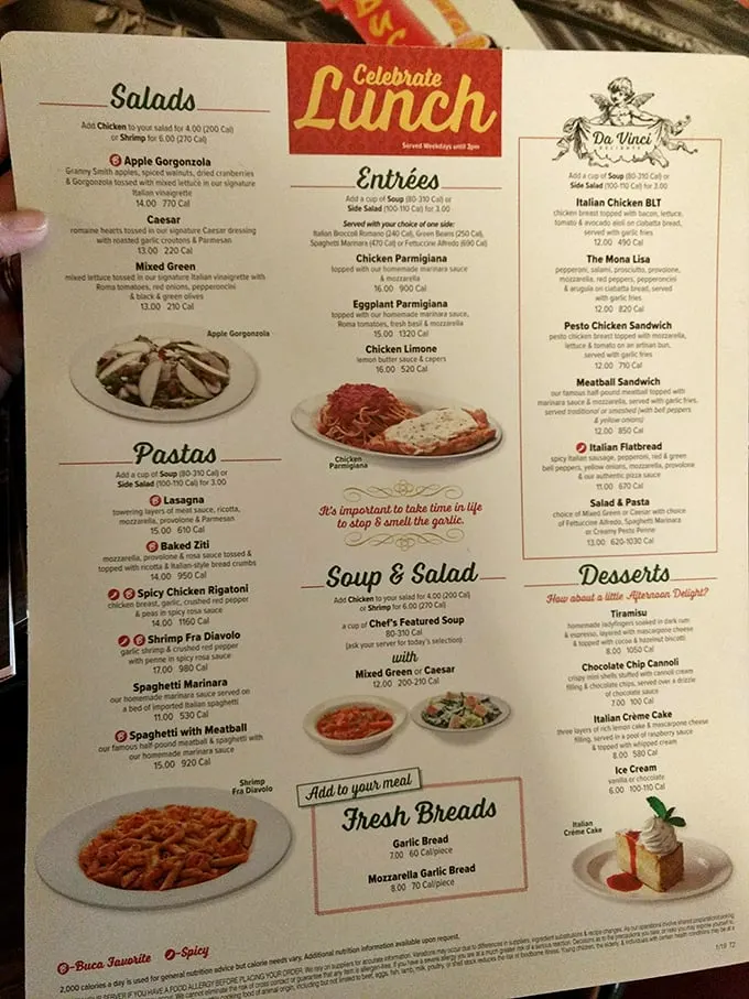 Decisions, decisions! This menu is a treasure map of Italian delights. Pro tip: Bring reinforcements – you'll want to try it all.