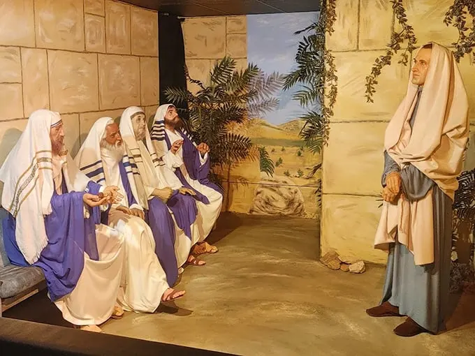 "And lo, they gathered to hear His words..." This scene brings new meaning to 'frozen in time,' capturing the essence of ancient teachings in modern wax.