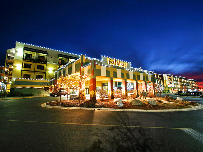 Nighttime magic at the Kalahari. When the sun sets, the adventure is just beginning at this aquatic wonderland. Photo credit: Kalahari Resorts & Conventions - Wisconsin Dells