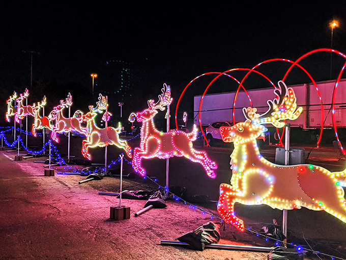 Santa's reindeer got a Vegas-style makeover! These glowing guys look ready to lead a parade down the Strip – talk about lighting the way!