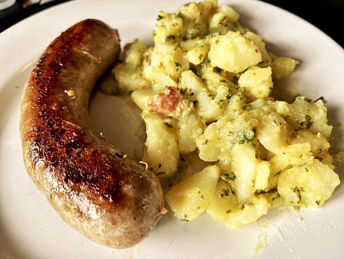 Move over, hot dogs! This bratwurst is the Schwarzenegger of sausages—beefy, perfectly seasoned, and ready to pump you up with flavor.
