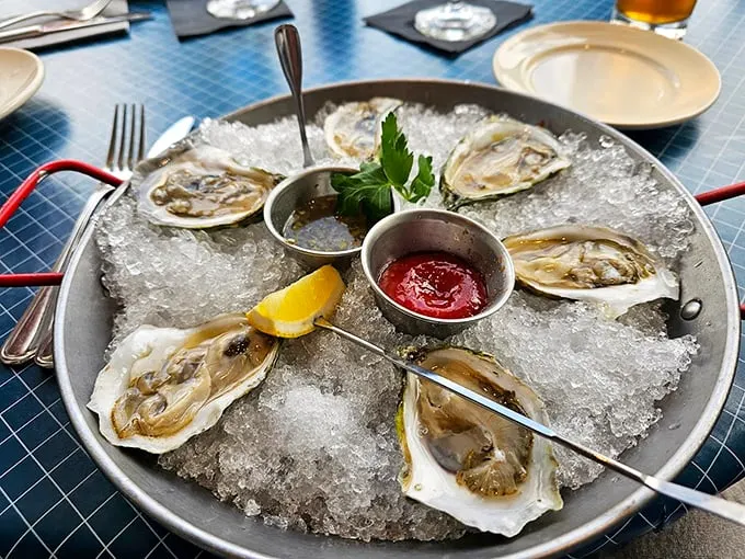 These Maine oysters on ice are like pearls in a treasure chest, waiting to share their briny secrets. Photo credit: Jesse Gosman