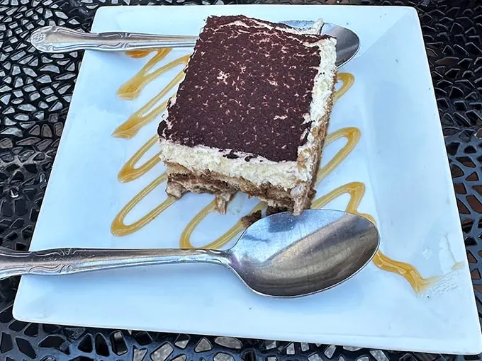 Tiramisu: The dessert that literally means "pick me up," but might actually make you swoon. Layers of coffee-soaked bliss that'll have you saying "Grazie!" with every bite. Photo credit: Louis and Elaine