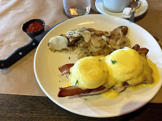 Breakfast of champions? More like breakfast of food poets! These eggs benedict are a sonnet to morning indulgence, with a side of crispy potatoes.