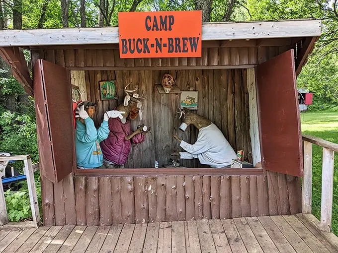 "Welcome to Yooper paradise! This tourist trap is like Paul Bunyan's yard sale, complete with oversized chainsaws and quirky lawn ornaments." Photo credit: Natasha Foust