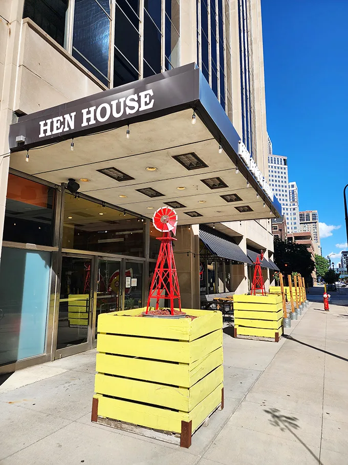 Hen House Eatery: Urban farm-to-table realness. Those windmills aren't just for show – they're powering your food coma!