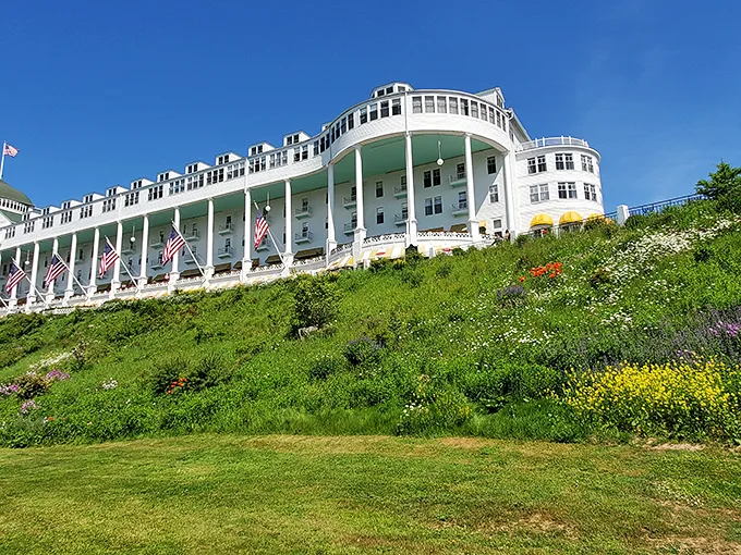 The Grand Hotel: Where porch-sitting becomes an Olympic sport. It's so long, you might need a map to find your rocking chair!