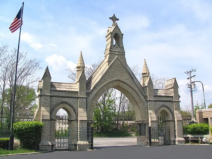 That Celtic cross is so big, it makes other crosses look like lowercase t's. Talk about standing out in a crowd! Photo credit: Calvary Catholic Cemetery