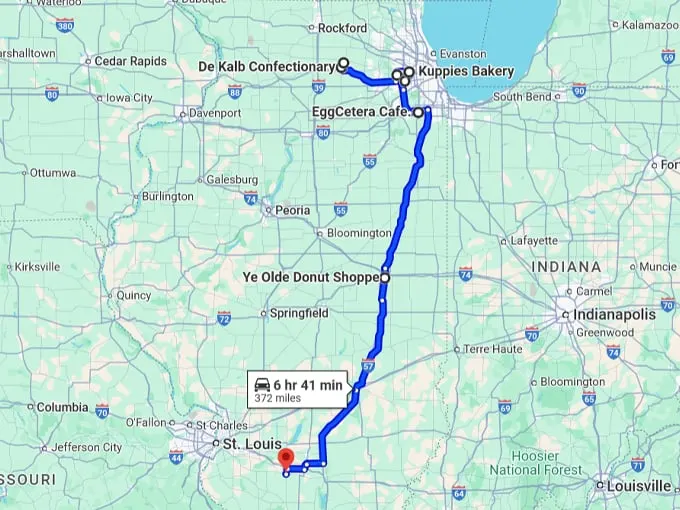 bakery road trip illinois map
