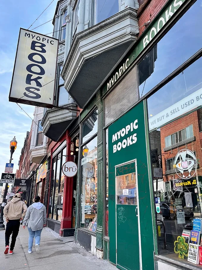 Step into a bibliophile's dream! Myopic Books' vintage facade promises literary treasures within, like a time machine for book lovers.