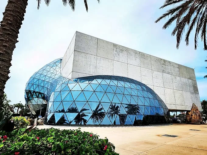 Buckle up, art lovers! This isn't your average beach ball - it's The Dalí Museum's mind-bending geodesic dome, ready to transport you into a world of surreal wonders.