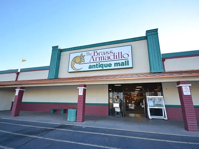 Welcome to the Brass Armadillo, where time stands still but your wallet might not! This antique wonderland is like Disneyland for history buffs and bargain hunters alike.