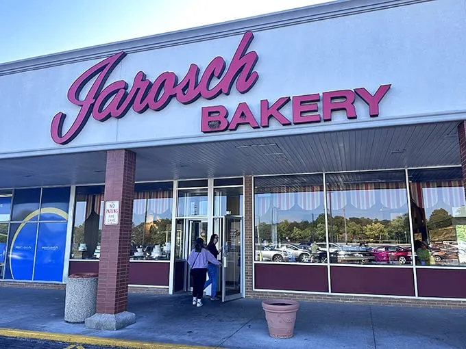 Welcome to carb heaven! Jarosch Bakery's inviting storefront promises a sugar rush that'll make your dentist weep and your taste buds sing.