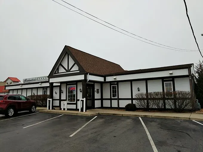 A Tudor-style time machine! Step into Fleckenstein's Bakery, where the exterior promises old-world charm and the interior delivers sweet, sugary bliss.