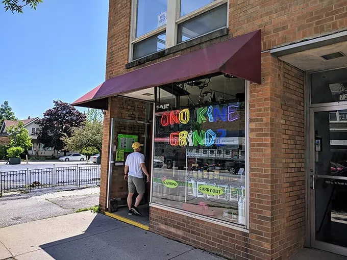 Aloha, Wisconsin! This colorful storefront is like a neon beacon of tropical hope in the land of cheese and snow.