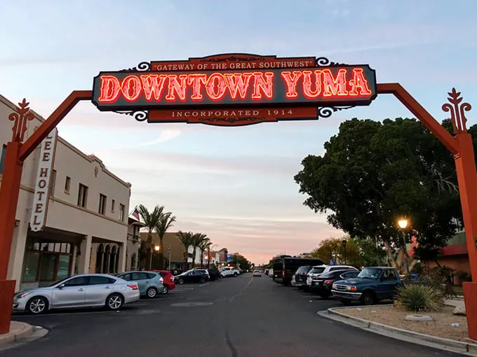 Welcome to Yuma: Where the Wild West meets neon dreams! This gateway sign promises adventure with a side of small-town charm.