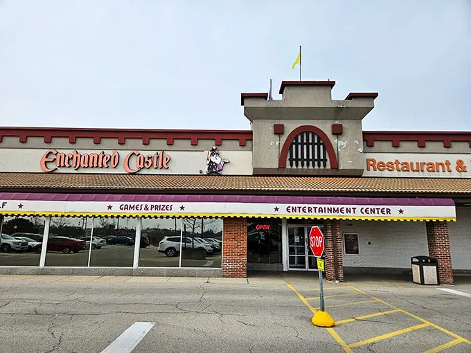 A castle in suburbia? Enchanted Castle's facade promises medieval mirth with a side of modern merriment. Who knew knights liked neon?