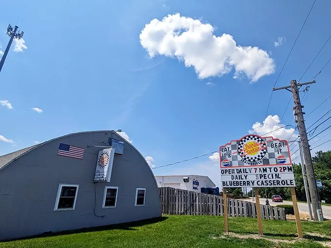 Welcome to Charlie Parker's, where the building's as round as your plate will be after breakfast! This Quonset hut diner is serving up slices of Americana with a side of nostalgia.