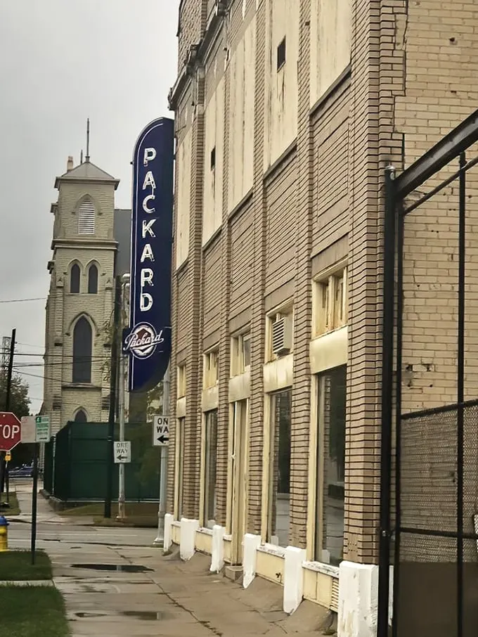 Step back in time! This Art Deco facade isn't just eye candy—it's the gateway to a world where chrome was king and engines purred like contented cats.