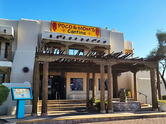 Welcome to flavor town! Poco & Mom's Cantina stands proud against the Tucson sky, promising a fiesta for your taste buds that'll make you say "¡Ay caramba!"
