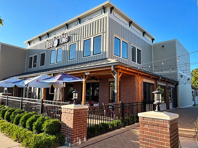 Welcome to BBQ royalty! This unassuming exterior houses a smoky kingdom where flavor reigns supreme and napkins are your loyal subjects.