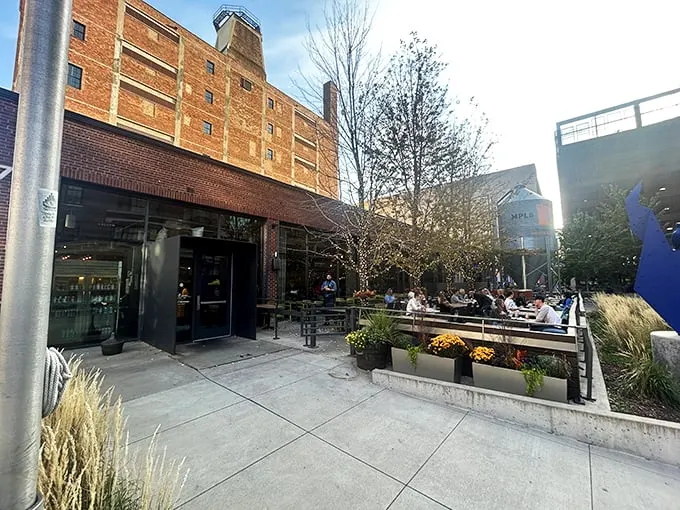 Welcome to The Freehouse, where industrial chic meets comfort food paradise. This brick facade isn't just a pretty face—it's the gateway to beer-lover's bliss.