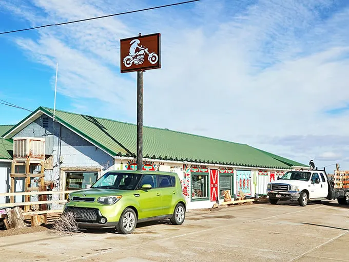 Step right up to the Jackrabbit jamboree! This colorful facade is like a desert mirage, but trust me, it's real and spectacular.