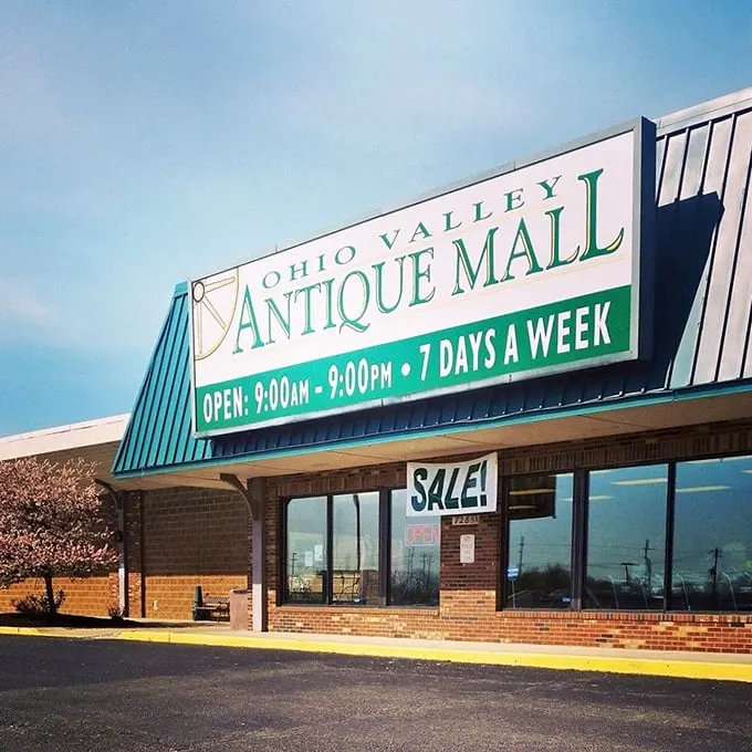 Welcome to the time machine disguised as a mall! Ohio Valley Antique Mall's inviting facade promises treasures from every era, open 12 hours daily for your nostalgic pleasure.
