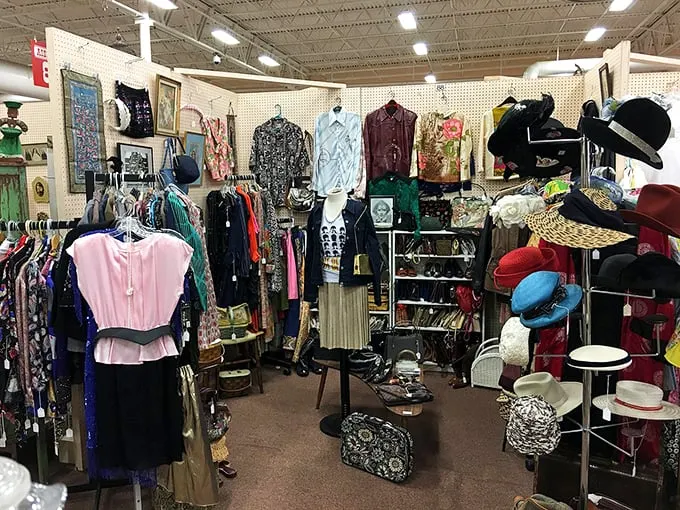 Fashionista's paradise! From flapper dresses to disco suits, this vintage clothing corner is where style never goes out of… well, style!