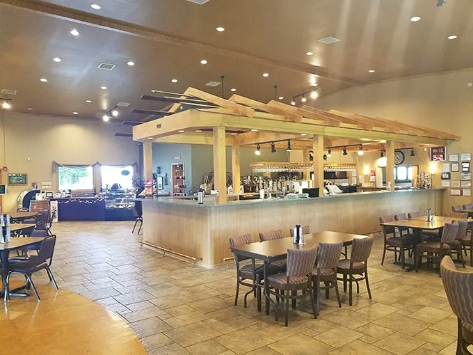 Part café, part winery, all charm. This dining area is where "Cheers" meets "Sideways," and everybody knows your wine preference.