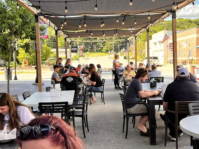 Dine al fresco under twinkling lights. Skoog's outdoor seating area is the perfect spot to enjoy a summer evening and people-watch like a pro.