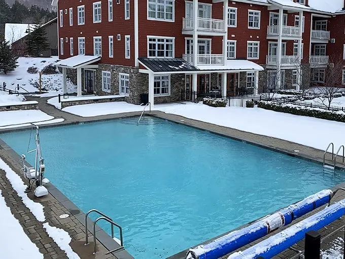 Swim and chill – literally! Sugarbush's heated pool lets you backstroke surrounded by snowy peaks. It's like a warm bath in a snow globe!