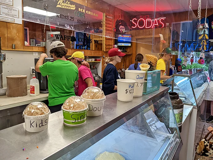 The unsung heroes of happiness, dishing out smiles one scoop at a time. These staff members are the real MVPs of Washtenaw Dairy.