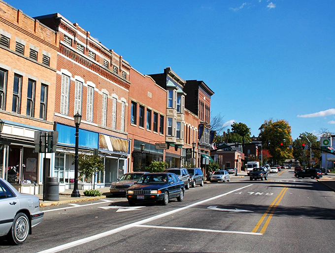 Millersburg's main street: Where Amish country meets small-town charm. Horse-drawn buggies and quaint shops create a unique blend of old and new.