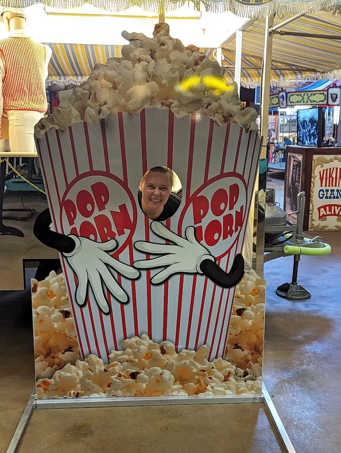Kernel of joy: This larger-than-life popcorn prop is more photogenic than most Hollywood stars!