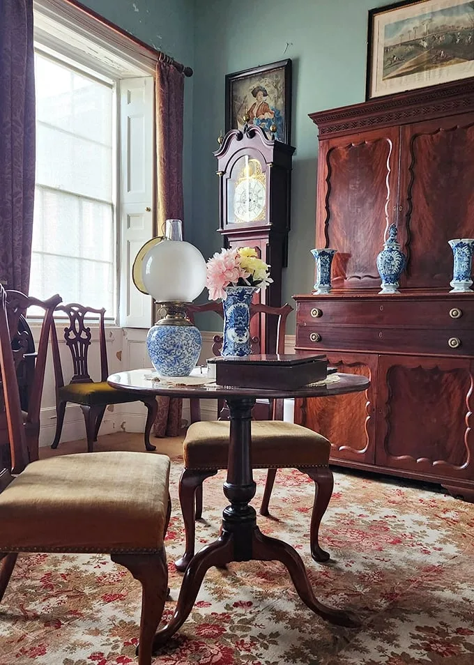 "Time travel: now available without the DeLorean." Step into this room and you'll swear you heard Jane Austen yell, "Don't touch that!"