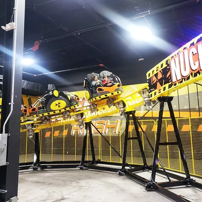 Hold onto your hats, folks! This yellow beast isn't your grandma's roller coaster – unless your grandma was secretly a daredevil.