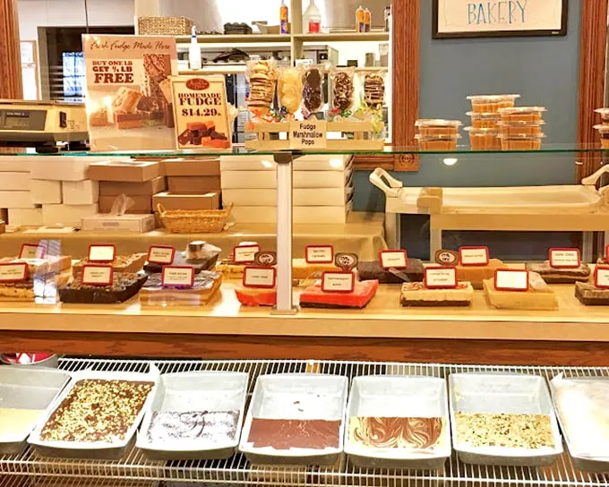 Fudge-tastic fantasyland! This counter is like Willy Wonka's workshop for grown-ups. Go ahead, unleash your inner child and sample to your heart's content.