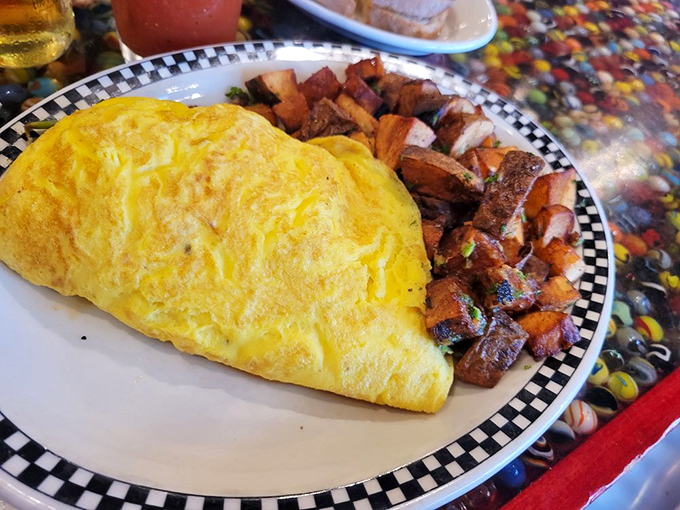Omelette you finish, but this might be the best breakfast of all time! Golden, fluffy, and paired with crispy potatoes – what's not to love?