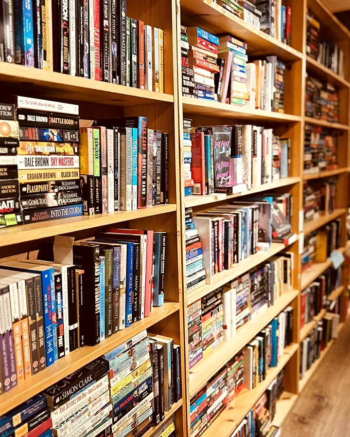 14. A rainbow of reading! Fox Den's diverse book selection ensures there's something for every taste, from mystery mavens to romance enthusiasts.