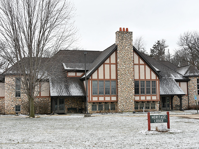 Winter is coming... and it looks pretty cozy at Heritage Lodge. This snow-dusted retreat is like a medieval ski chalet.