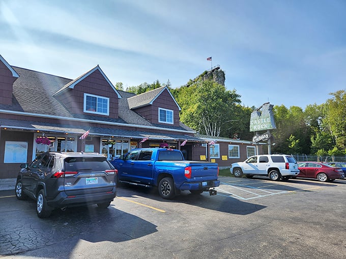"Park, climb, conquer!" The parking lot awaits, ready to launch you into your Castle Rock adventure.