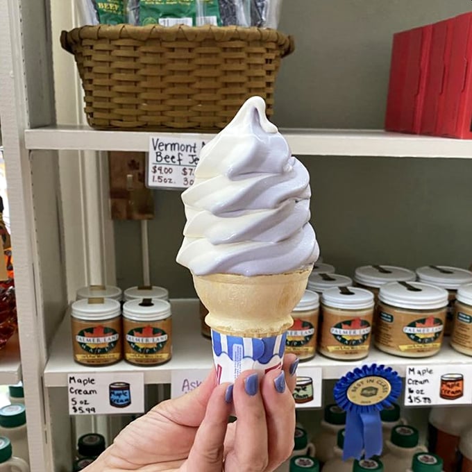 Blue-tiful creation! This blueberry creemee is Mother Nature's way of saying, "You're welcome" to your taste buds.