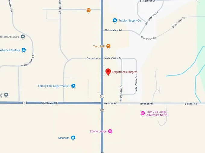 16. Bergstrom's Burgers map