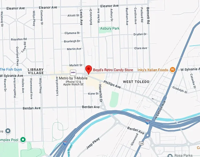 16. boyd's retro candy store map