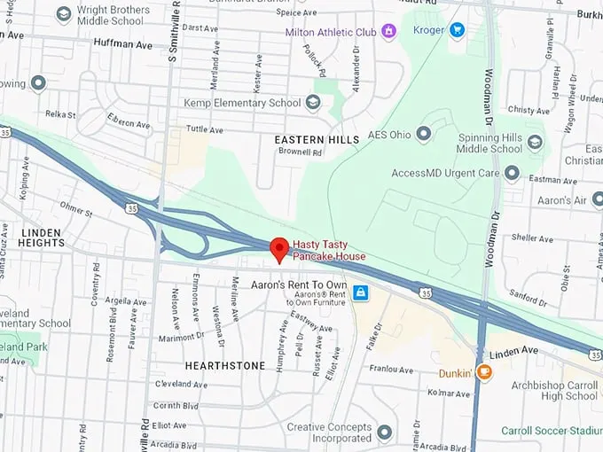 16. bunny's hasty tasty pancake house map