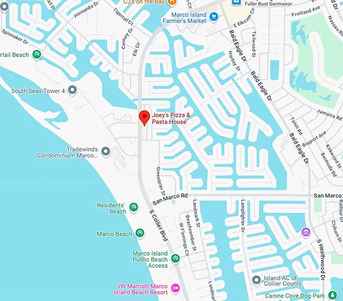 16. joey's pizza & pasta house map
