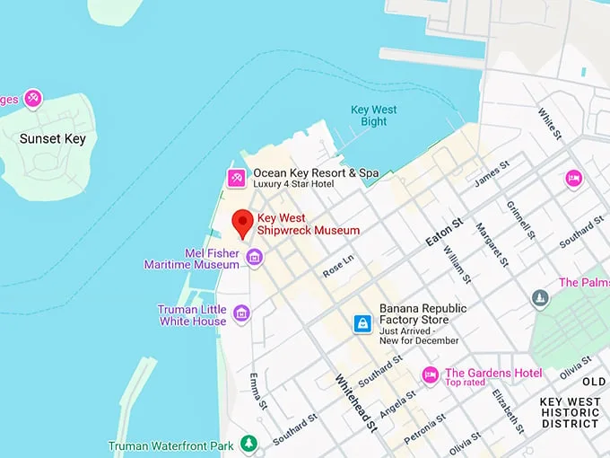 16. key west shipwreck museum map