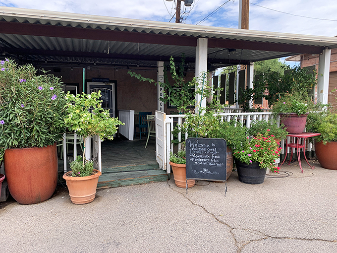 Welcome to grandma's porch—if grandma had a green thumb and a flair for rustic chic!