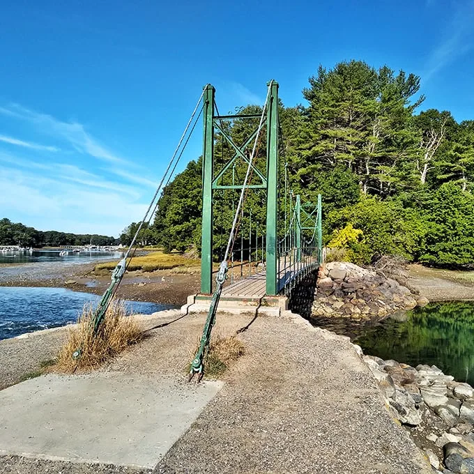 Wobble this way! The Wiggly Bridge offers a dance-like stroll across sparkling waters, no dance partner required.